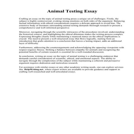 Animal Essay. The University of British Columbia | PDF
