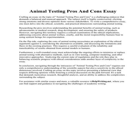Animal Testing Pros And Cons Essay | PDF | Fine Art