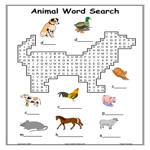 Animal word search | PDF | Games and Puzzles | Hobbies & Interests