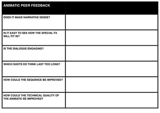 Animatic peer feedback by Sophie T | PPT