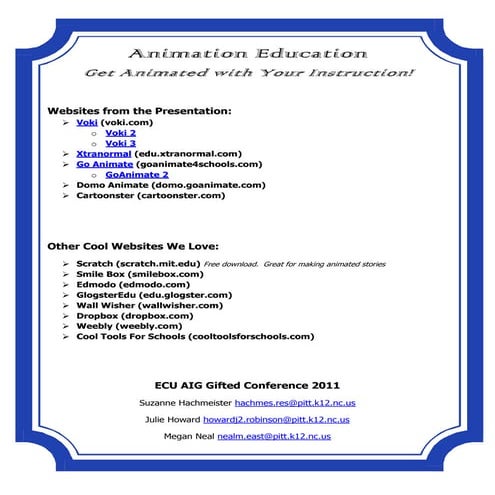 Animation education handout | DOCX | Computer Animation | Computer Software and Applications