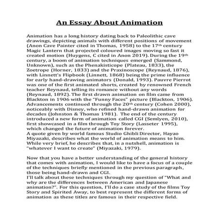 Animation Essay - Spirited Story | DOCX