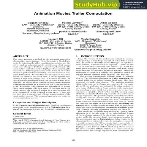 Animation Movies Trailer Computation | PDF