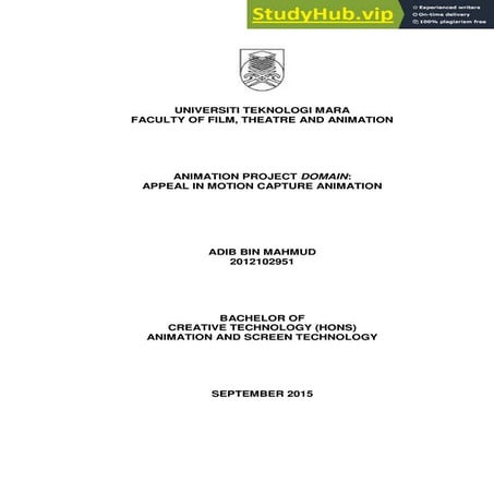 ANIMATION PROJECT DOMAIN APPEAL IN MOTION CAPTURE ANIMATION (2015) | PDF