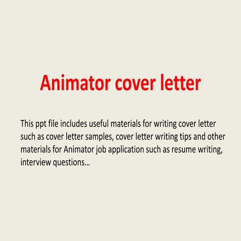 Animator cover letter | PPT