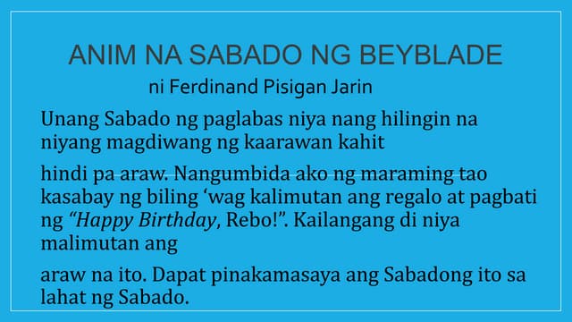 Anim na sabado ng beyblade | DOCX
