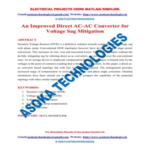 An Improved Direct Ac Ac Converter For Voltage Sag Mitigation Pdf