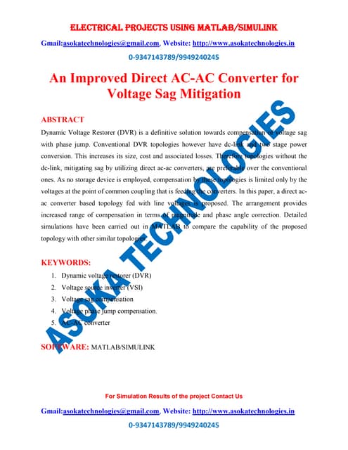 An Improved Direct Ac Ac Converter For Voltage Sag Mitigation Pdf