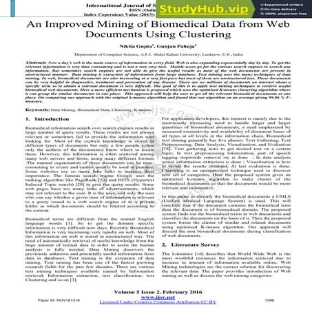 An Improved Mining Of Biomedical Data From Web Documents Using