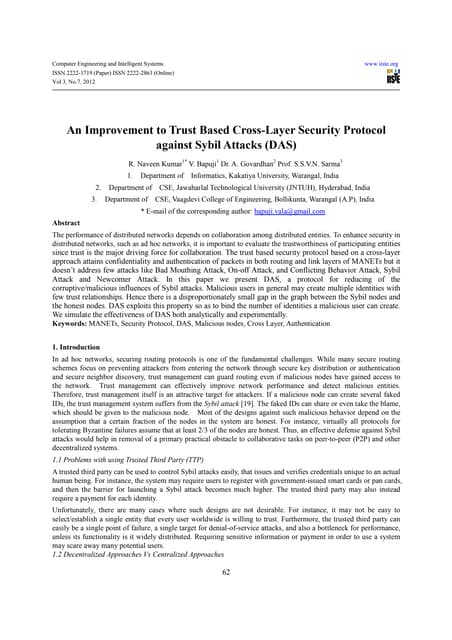 An Improvement To Trust Based Cross Layer Security Protocol Against