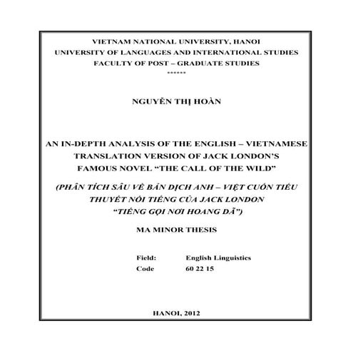 An in-depth analysis of the English - Vietnamese translation version of ...