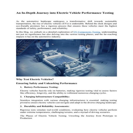 An In-Depth Journey into Electric Vehicle Performance Testing | PDF