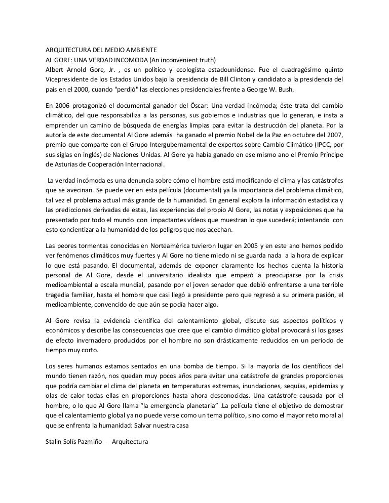 Al gore an inconvenient truth summary - berlindacross