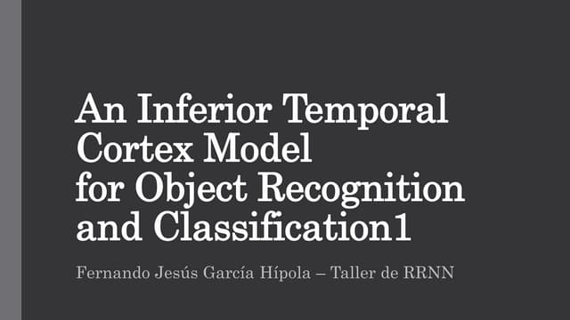 An Inferior Temporal Cortex Model Ppt 5245