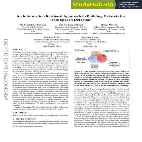 An Information Retrieval Approach To Building Datasets For Hate Speech Detection Pdf 