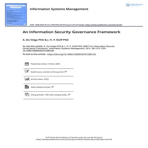 An Information Security Governance Framework Pdf