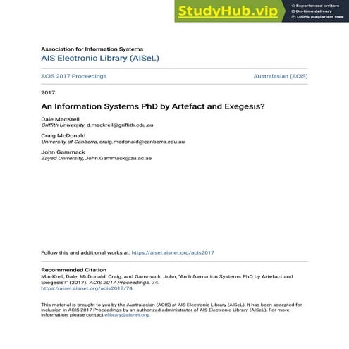 An Information Systems PhD By Artefact And Exegesis | PDF