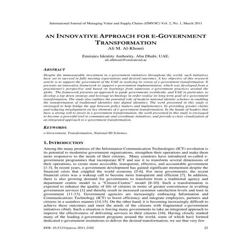 An Innovative Approach for e-Government Transformation | PDF ...