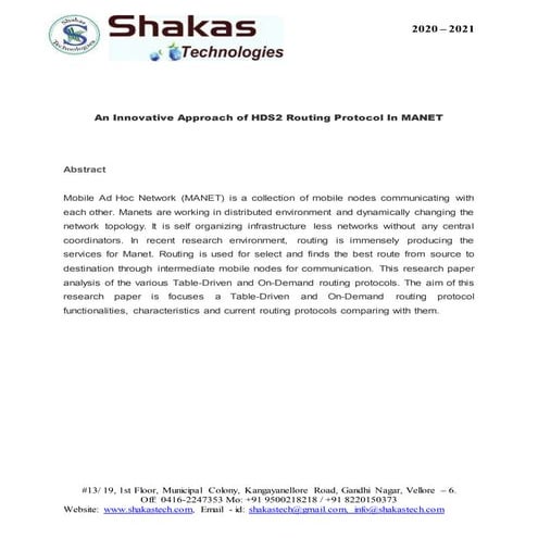 An Innovative Approach Of Hds2 Routing Protocol In Manet Pdf