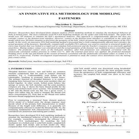 An innovative fea methodology for modeling fasteners | PDF