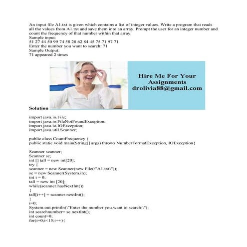 An input file A1-txt is given which contains a list of integer values-.docx