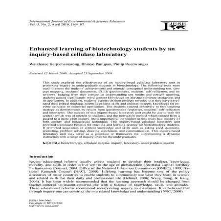 An inquiry based cellulase laboratory | PDF | Educational Assessment ...