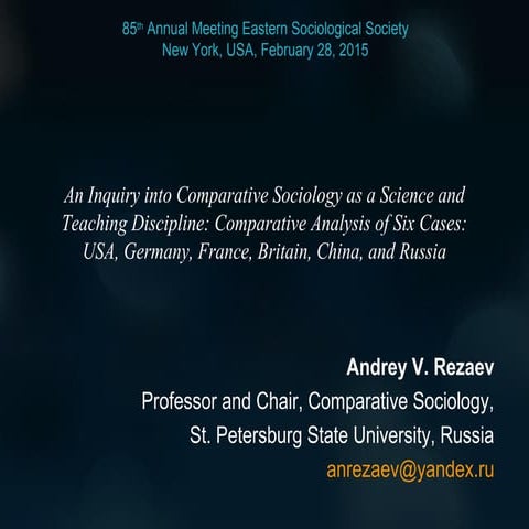 An inquiry into comparative sociology | PPT