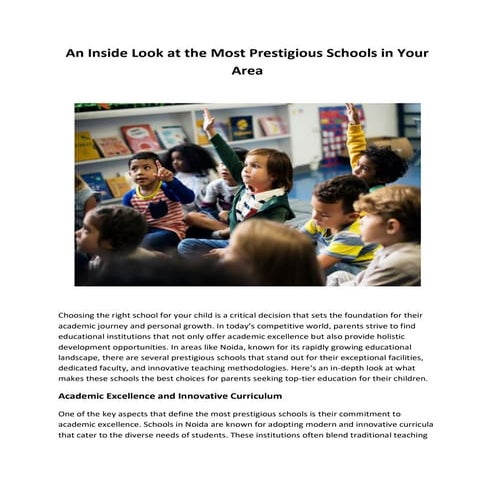 An Inside Look at the Most Prestigious Schools in Your Area | PDF
