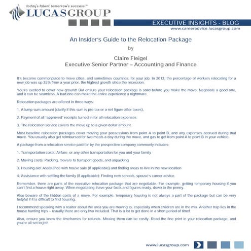 An Insiders Guide to the Relocation Package | PDF