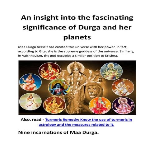 An insight into the fascinating significance of Durga and her planets ...