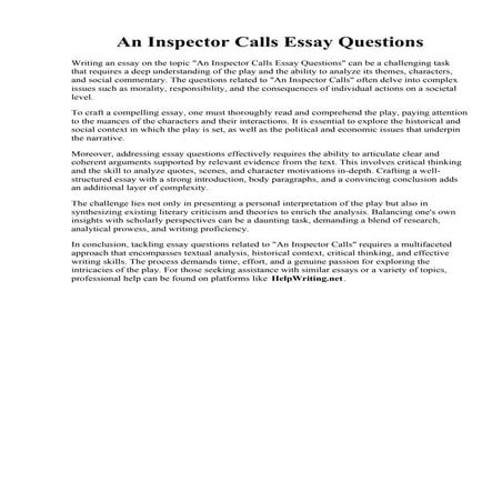An Inspector Calls Essay Questions | PDF | Gasoline Prices | Economy