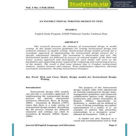 AN INSTRUCTIONAL WRITING DESIGN IN TEFL | PDF