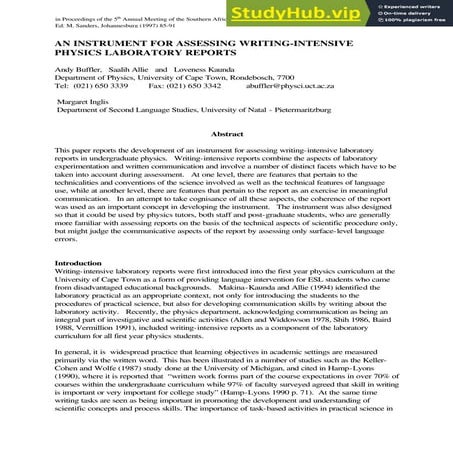 An Instrument For Assessing Writing-Intensive | PDF