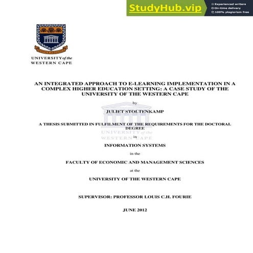 An Integrated Approach To E-Learning Implementation In A Complex Higher ...