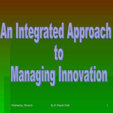 An integrated approach to managing innovation | PDF