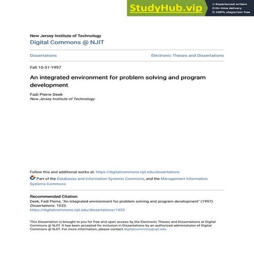 An Integrated Environment For Problem-Solving And Program Development | PDF