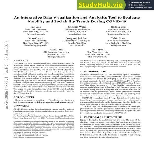An Interactive Data Visualization And Analytics Tool To Evaluate Mobility And Sociability Trends ...
