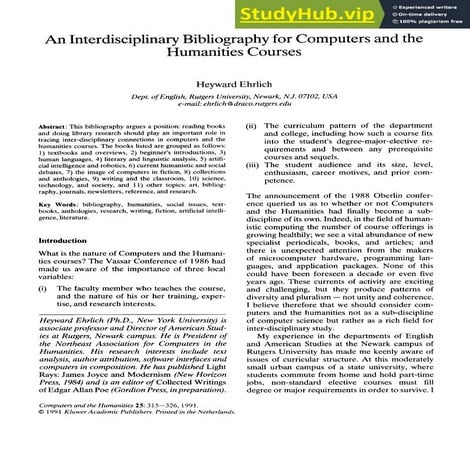 An Interdisciplinary Bibliography for Computers and the Humanities ...