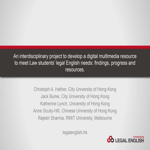 CUHK 2016 An interdisciplinary project to develop a digital multimedia resource to meet Law ...