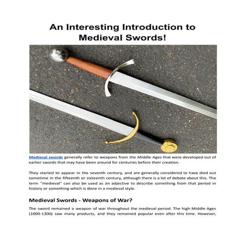 An Interesting Introduction to Medieval Swords! | PDF