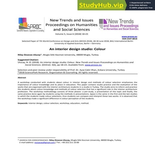 An Interior Design Studio Colour | PDF