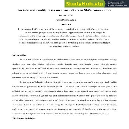 An Intersectionality Essay On Noha Culture In Shi A Communities | PDF
