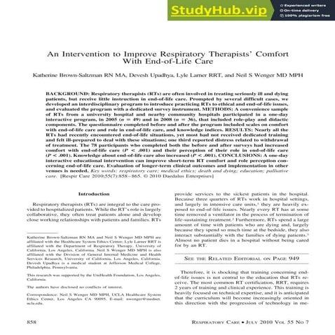 'End of Life Care in the Intensive Care Unit (ICU)' (Presentation from ...