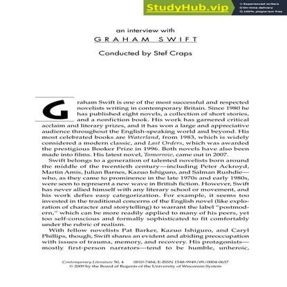 An Interview With Graham Swift | PDF