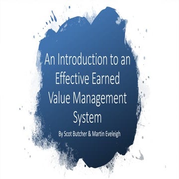 An introduction to an effective earned value management system (EVMS ...