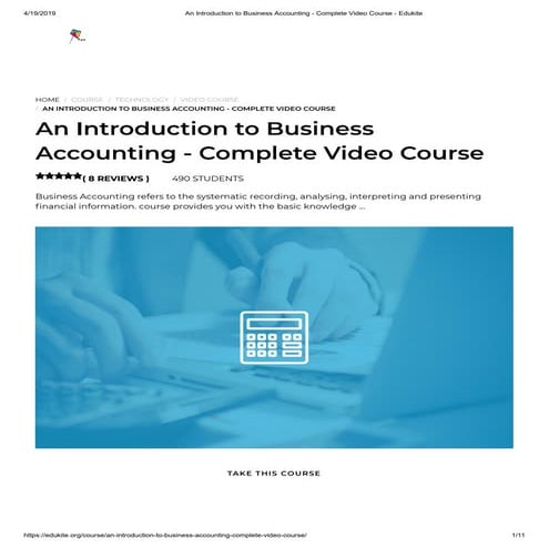 An Introduction to Business Accounting - Complete Video Course ...