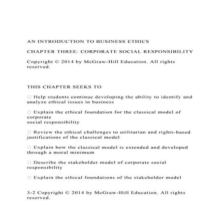 AN INTRODUCTION TO BUSINESS ETHICS CHAPTER THREE CORPORA.docx