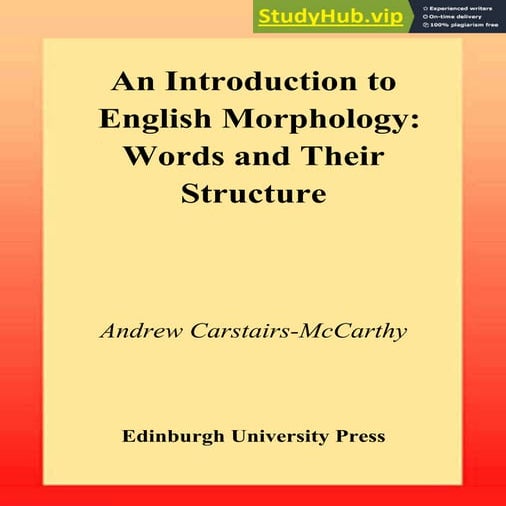 An Introduction To English Morphology Words And Their Structure ...
