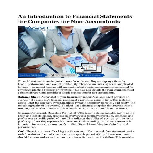 An Introduction to Financial Statements for Companies for Non ...