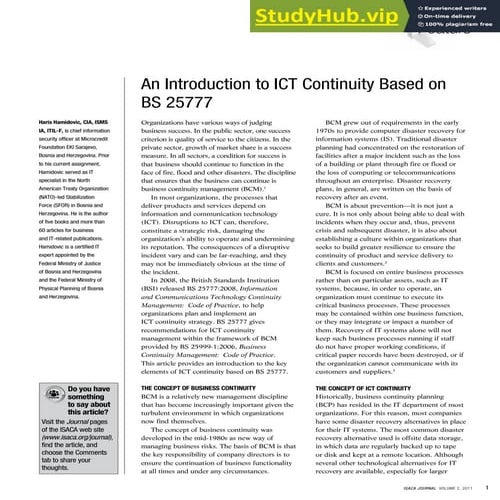 An Introduction To ICT Continuity Based On BS 25777 | PDF | IT and ...